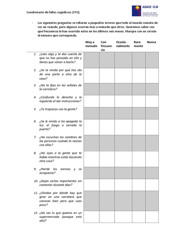 Prueba CFQ Español | PDF