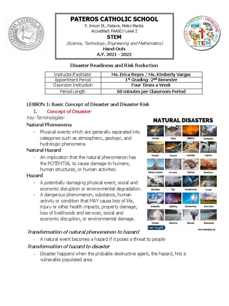 DRRR-1 Basic Concept of Disaster and Disaster Risk PDF | PDF | Hazards ...