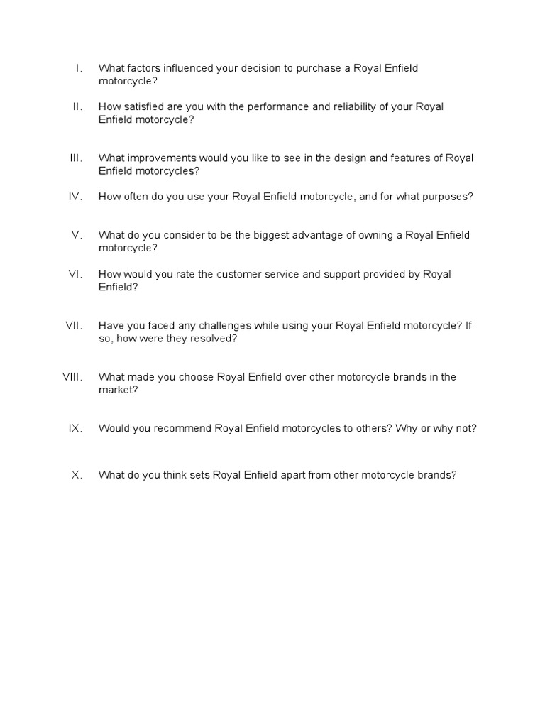 Questions Royal Enfield | PDF