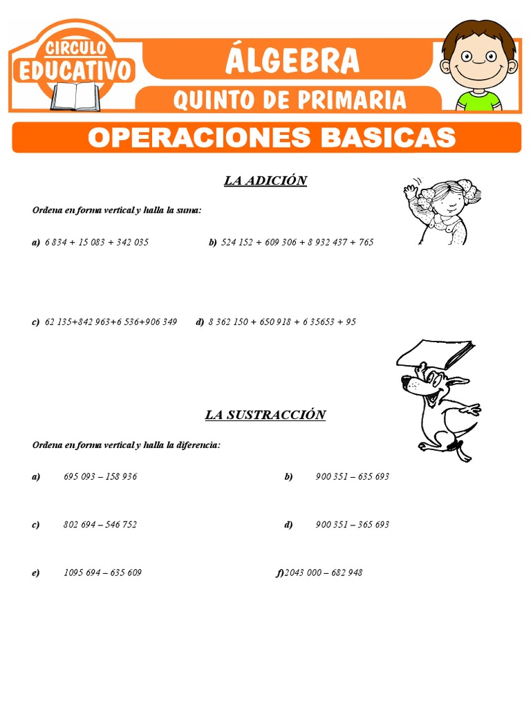 Operaciones Básicas para Quinto Grado | PDF | Aritmética | Matemáticas