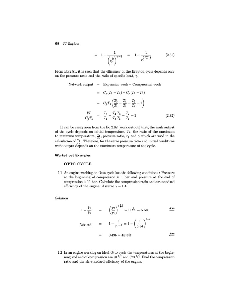 Air Standard Cycle Worked Examples and Worksheet | PDF | Internal ...