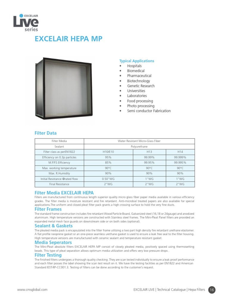Hepa MP Filter, Catalogue | PDF | Gas Technologies | Separation Processes