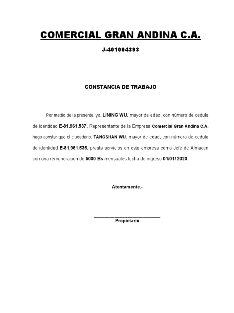 Constancia de Trabajo Simple | PDF