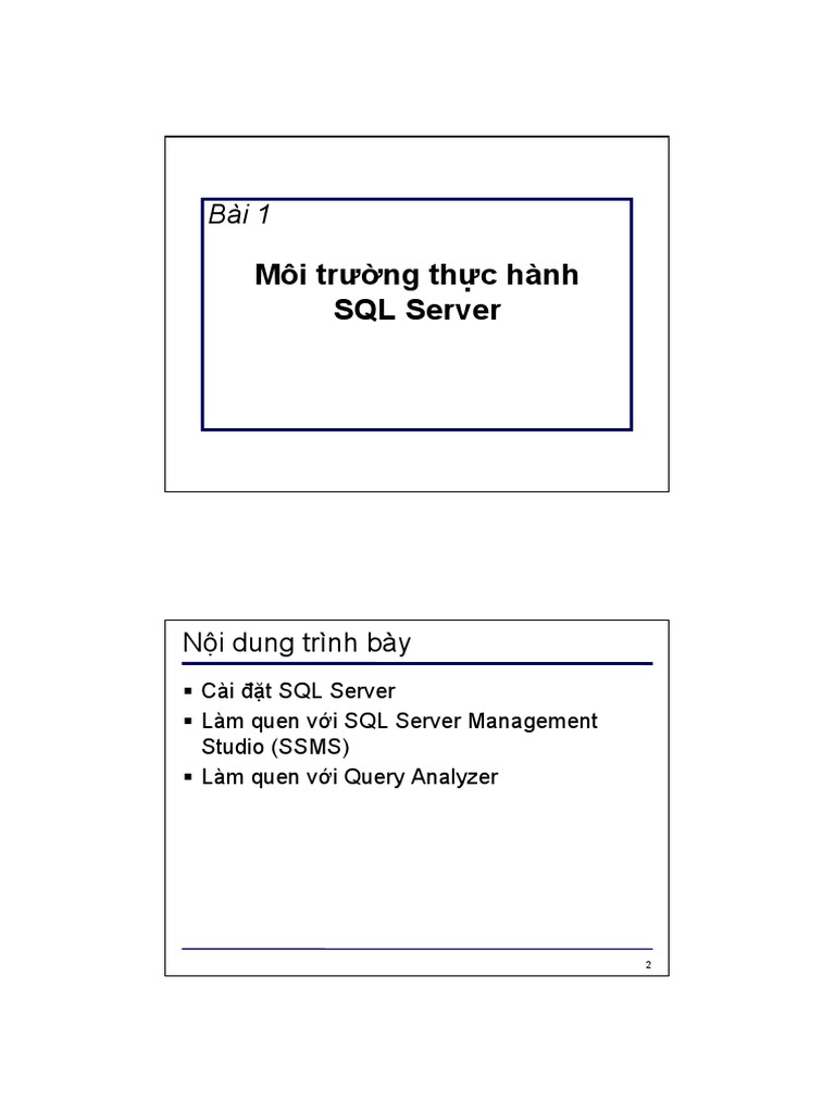 Bài 01 - Môi Trư NG TH C Hành SQL Server PDF | PDF