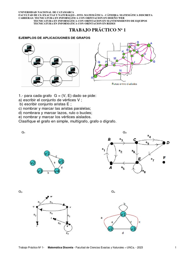 Grafos Practica Unidad 1 | PDF | Matemáticas discretas | Teoría de grafos