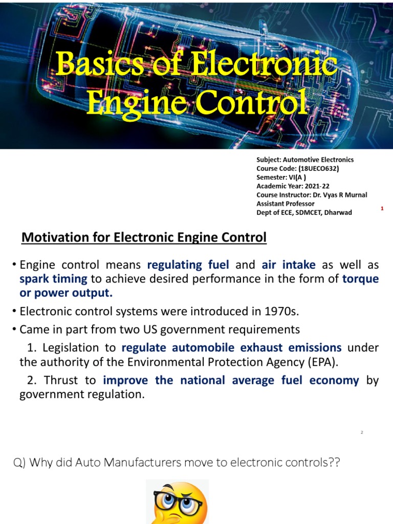 Basics of Electronic Engine Control PDF | PDF | Fuel Economy In ...