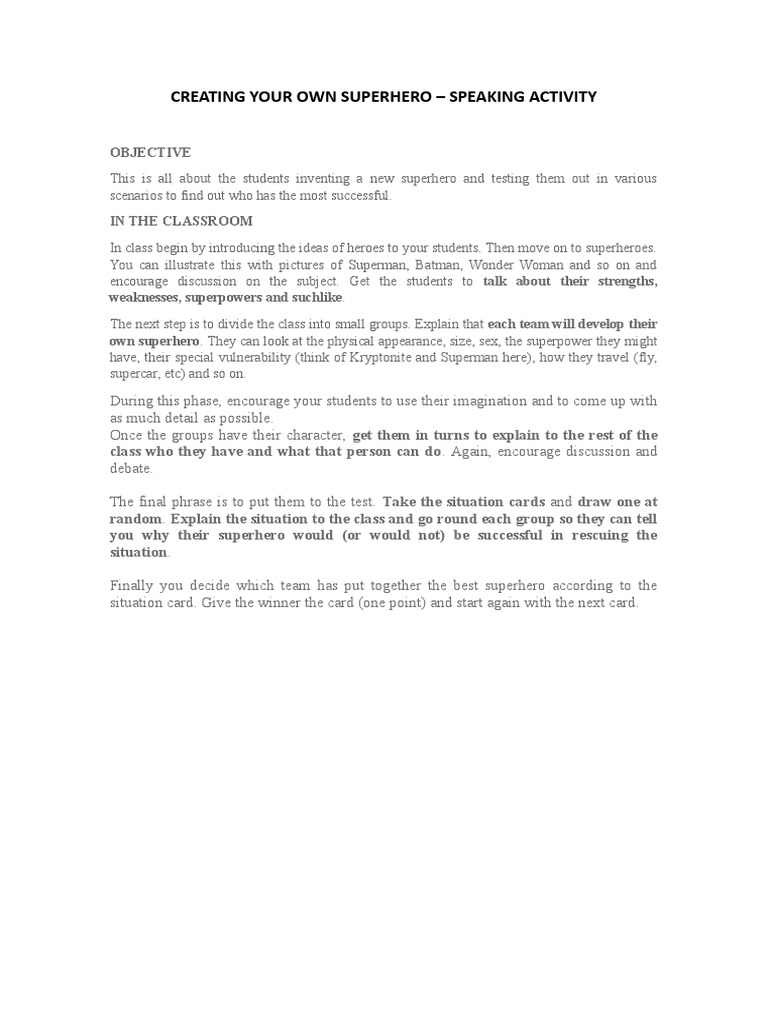 Creating Your Own Superhero | PDF | Career & Growth