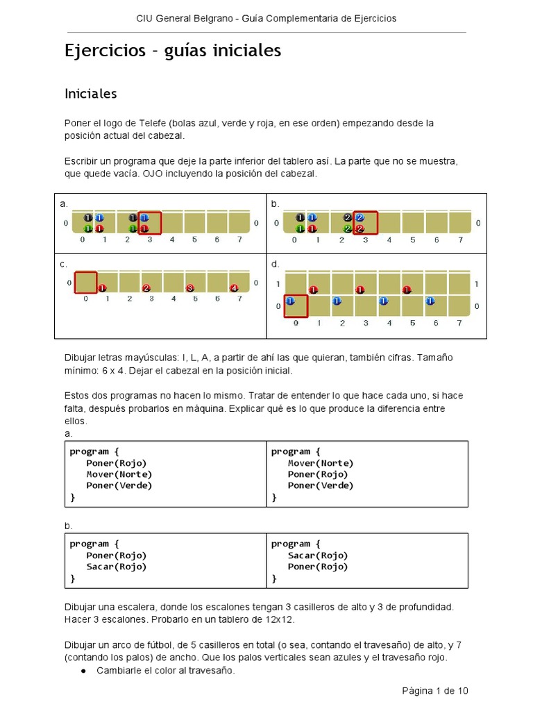 Guía 1 Ejercicios - Iniciales | PDF