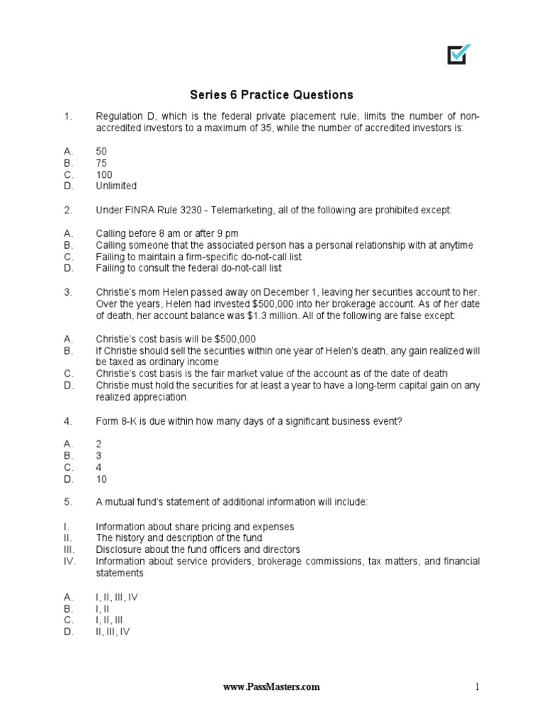10 FREE FINRA Series 6 Top Off Exam Practice Questions in PDF Format ...
