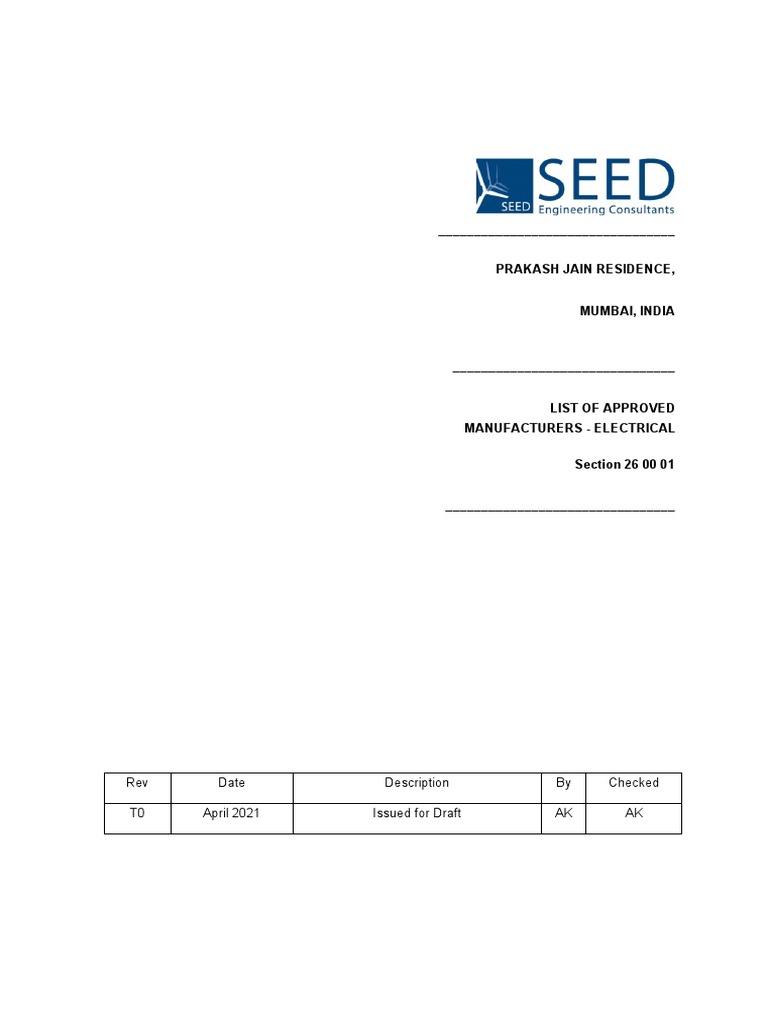 List of Approved Manufacturers-Electrical | PDF | Electrical Connector ...