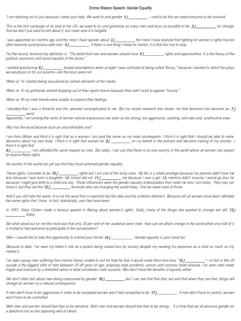 Diagnostic Test | PDF | Gender Studies | Feminism