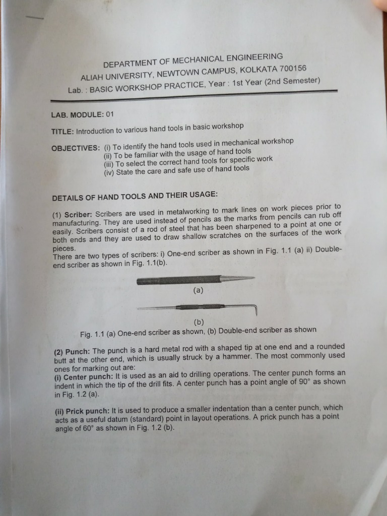 Mechanical Workshop 2nd Sem Assignment | PDF | Tools | Metalworking