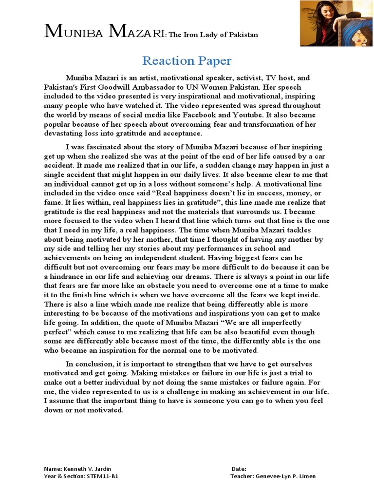 Reaction Paper | PDF