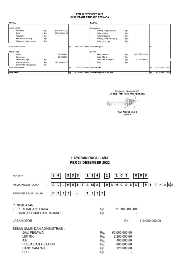HUTAMA NERACA - Merged & LABARUGI 2022 | PDF