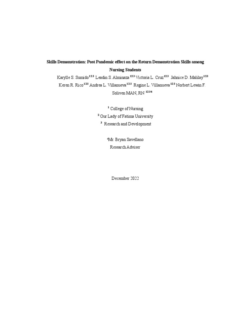 Manuscript Skills Demonstration - Post Pandemic Effect On The Return ...