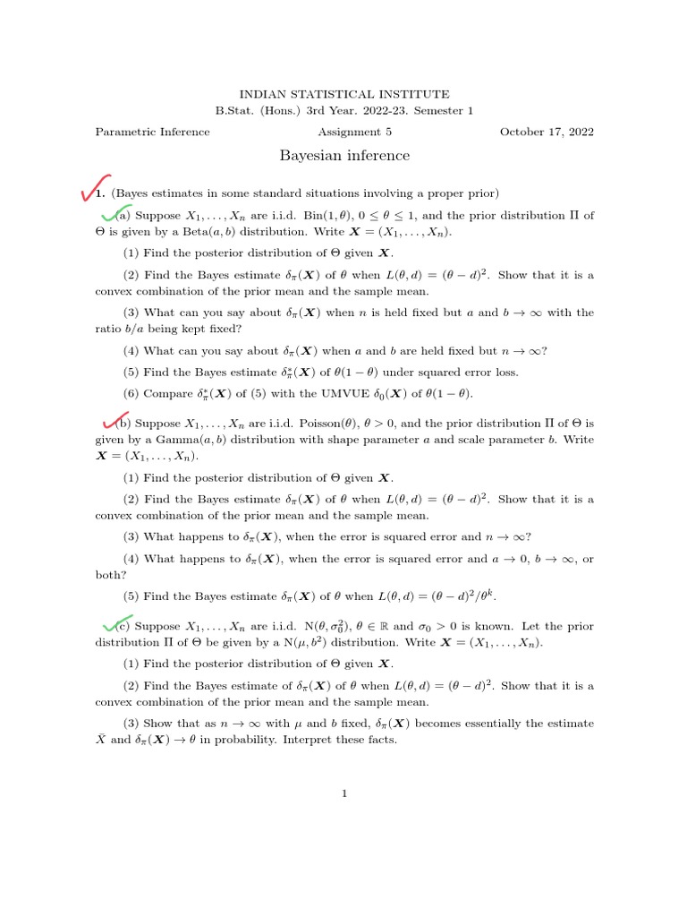 Assignment 5 Stat Inf b3 2022 2023 PDF | Download Free PDF | Bayesian Network | Bias Of An Estimator