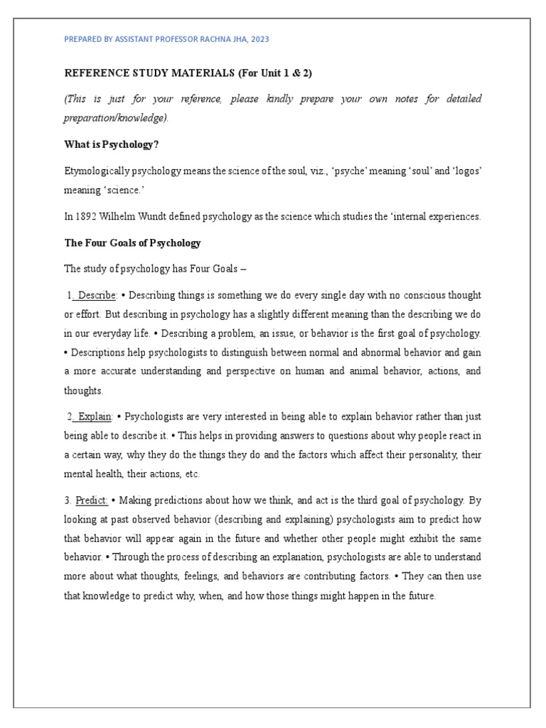 Psychology Study Materials (Mid Sem) | PDF | Personality Disorder ...