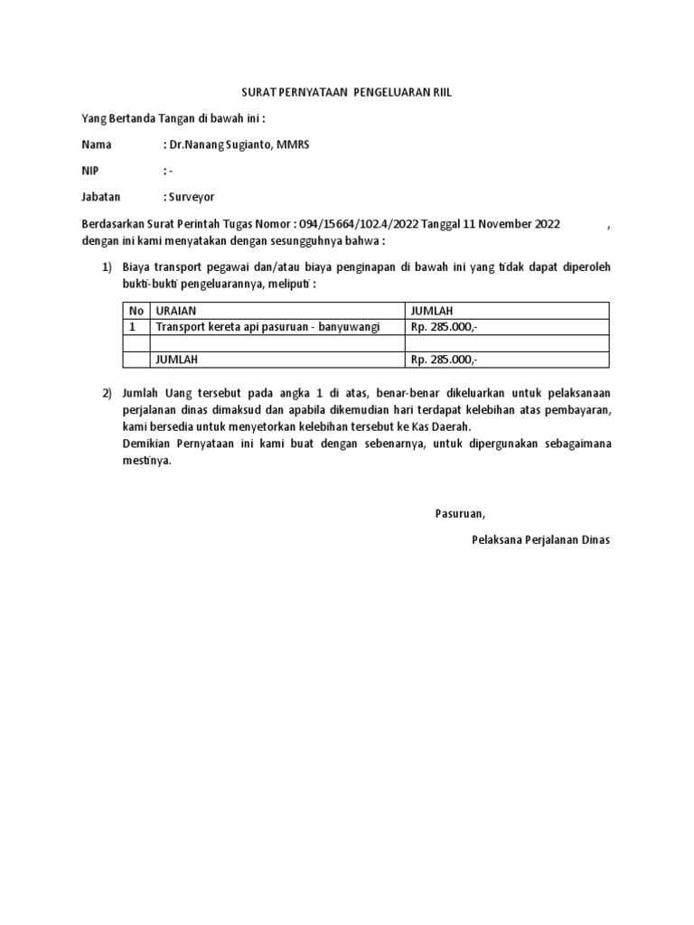 Daftar Pengeluaran Riil | PDF