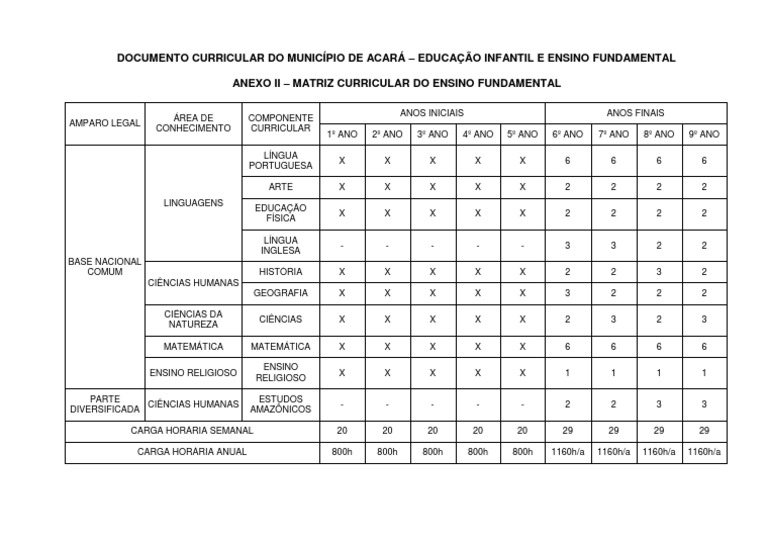 Matriz Curricular Do Ensino Fundamental | PDF | Science