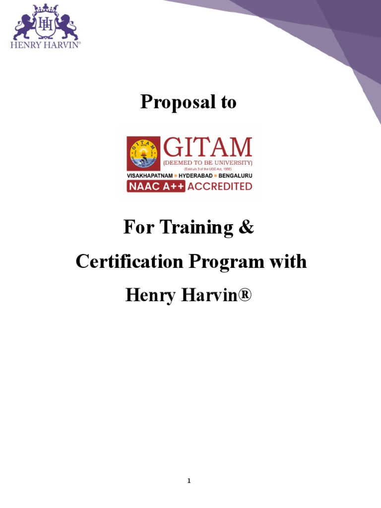 Proposal To GITAM University For Training & Certification From Henry ...