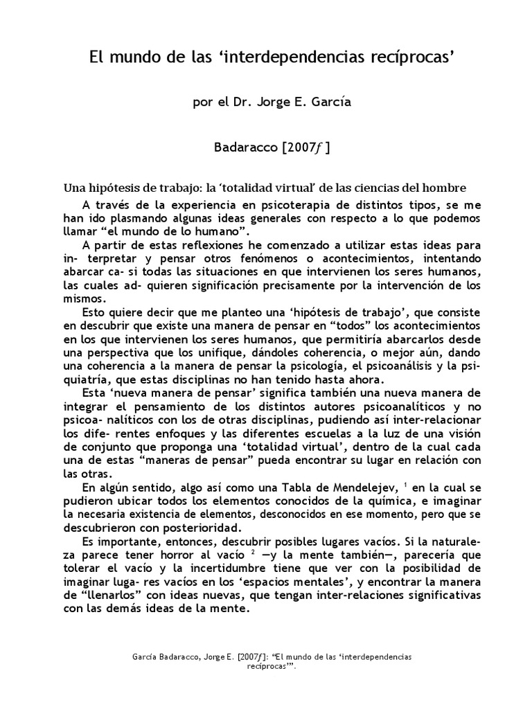 2007f - Es. El Mundo de Las 'Interdependencias Recíprocas' - JGB | PDF ...