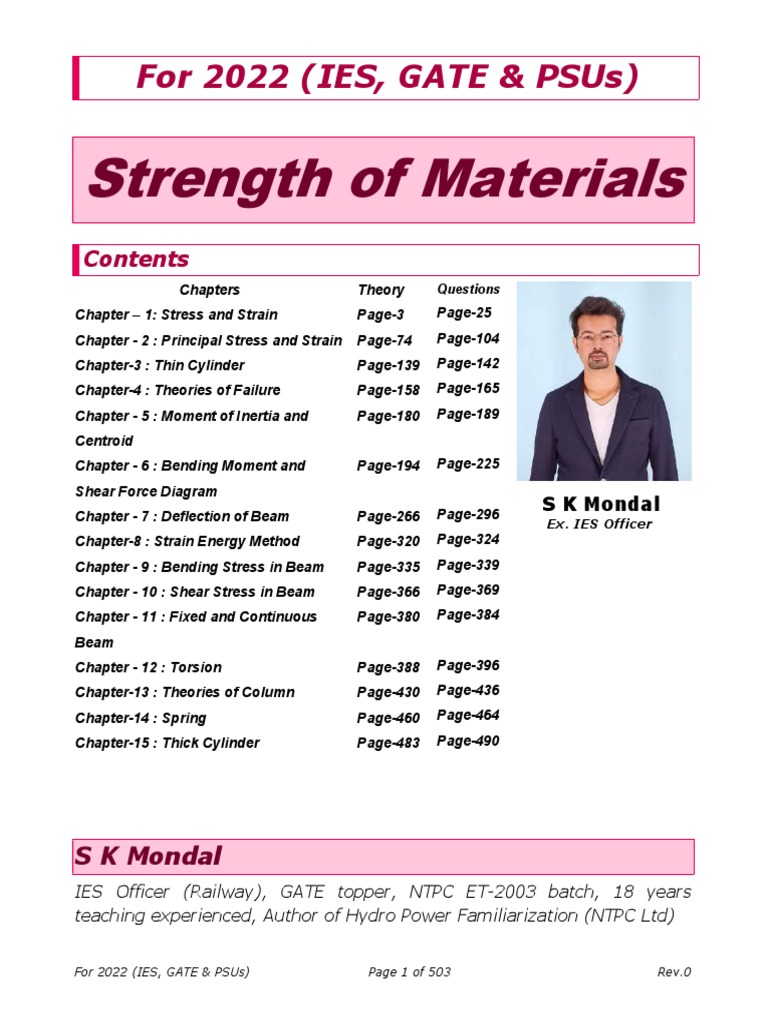Strength of Materials 2022 by S K Mondal 8 MB-edited PDF | PDF ...