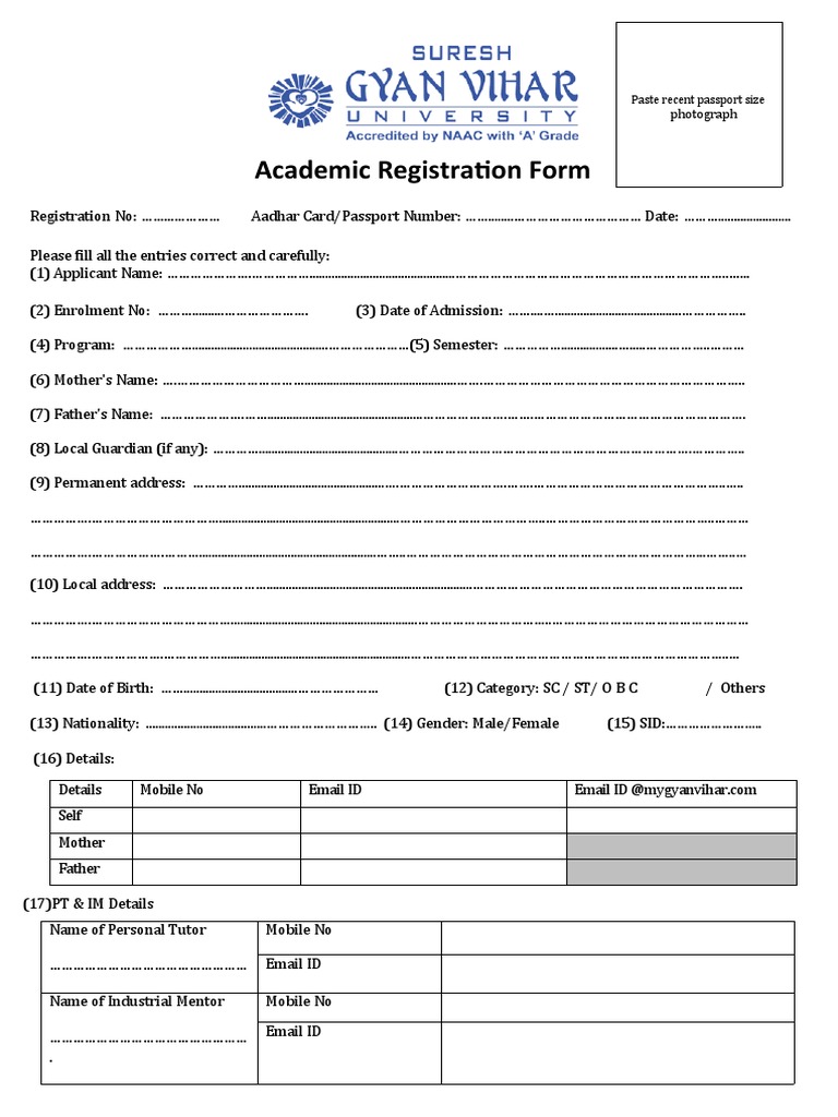 Academic Registration Form 2020 ODD | PDF | Career & Growth