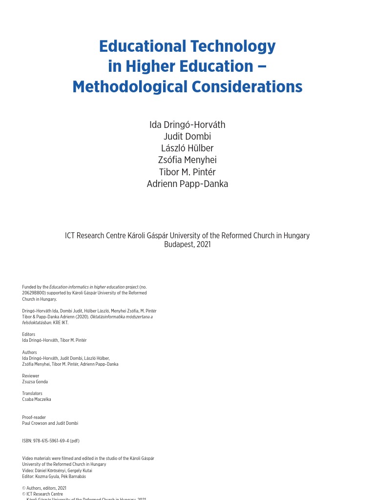 Educational Technology in Higher Education - Methodological Considerations | PDF | Learning ...