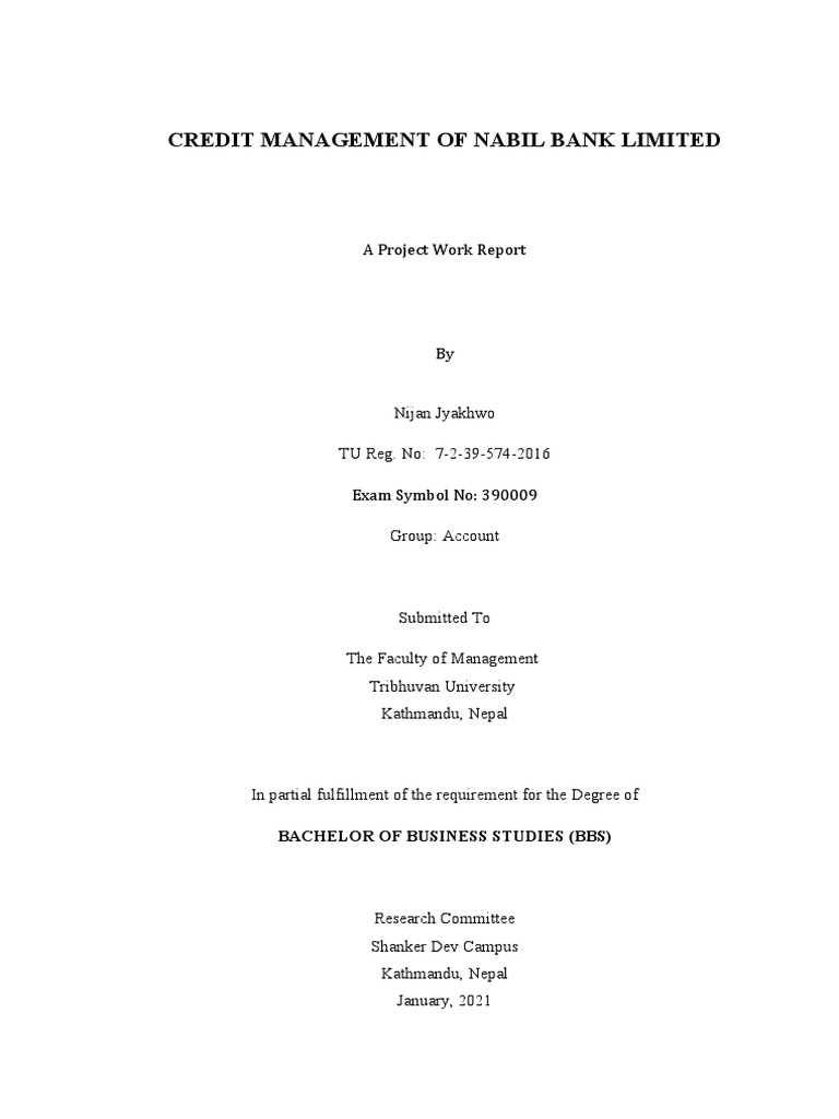 Credit Management of Nabil Bank | Download Free PDF | Credit | Finance & Money Management