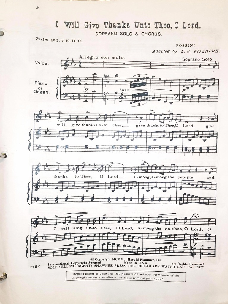 I Will Give Thanks Unto Thee Complete.pdf | PDF | Singing | Musical ...