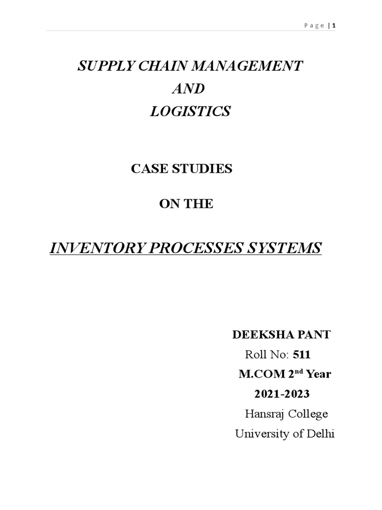Supply Chain Mgt. and Logistics Assignment | PDF | Walmart | Inventory