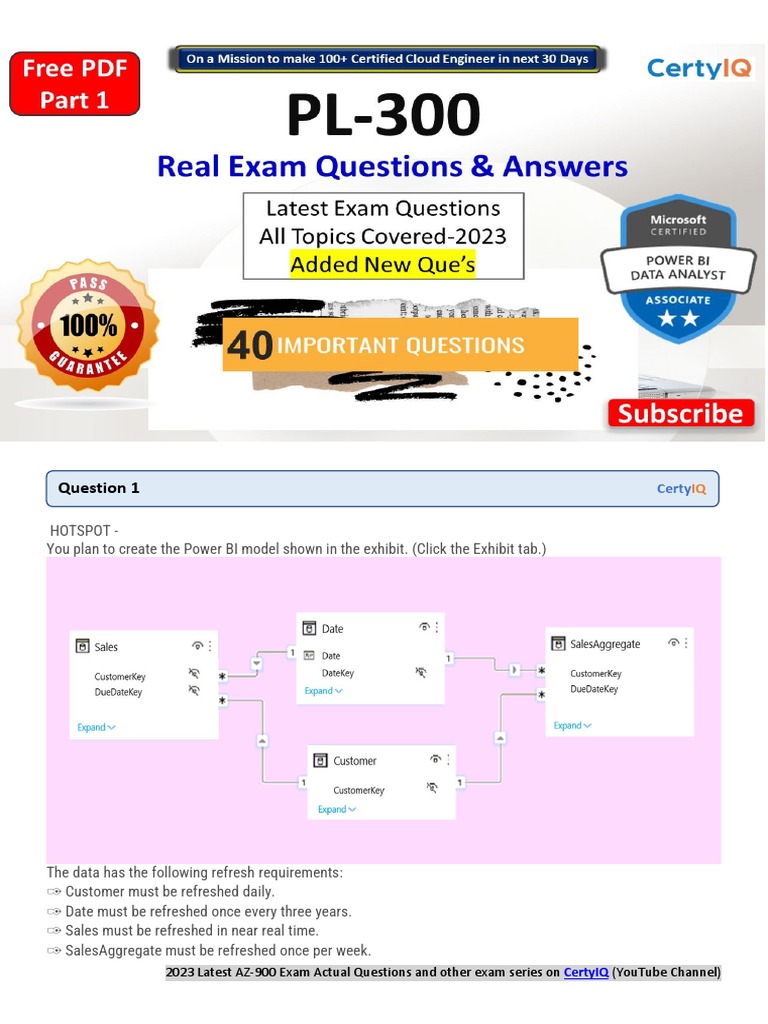 CertyIQ PL-300 UpdatedExam Dumps - Part 1 - 2023 | PDF | Databases | Table (Database)