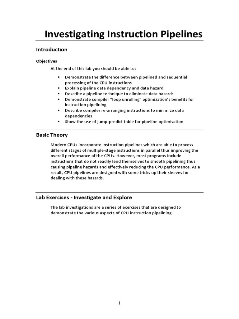 Investigating Instruction Pipelining | PDF | Central Processing Unit | Program Optimization