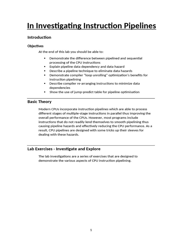Investigating Instruction Pipelining | PDF | Central Processing Unit | Program Optimization