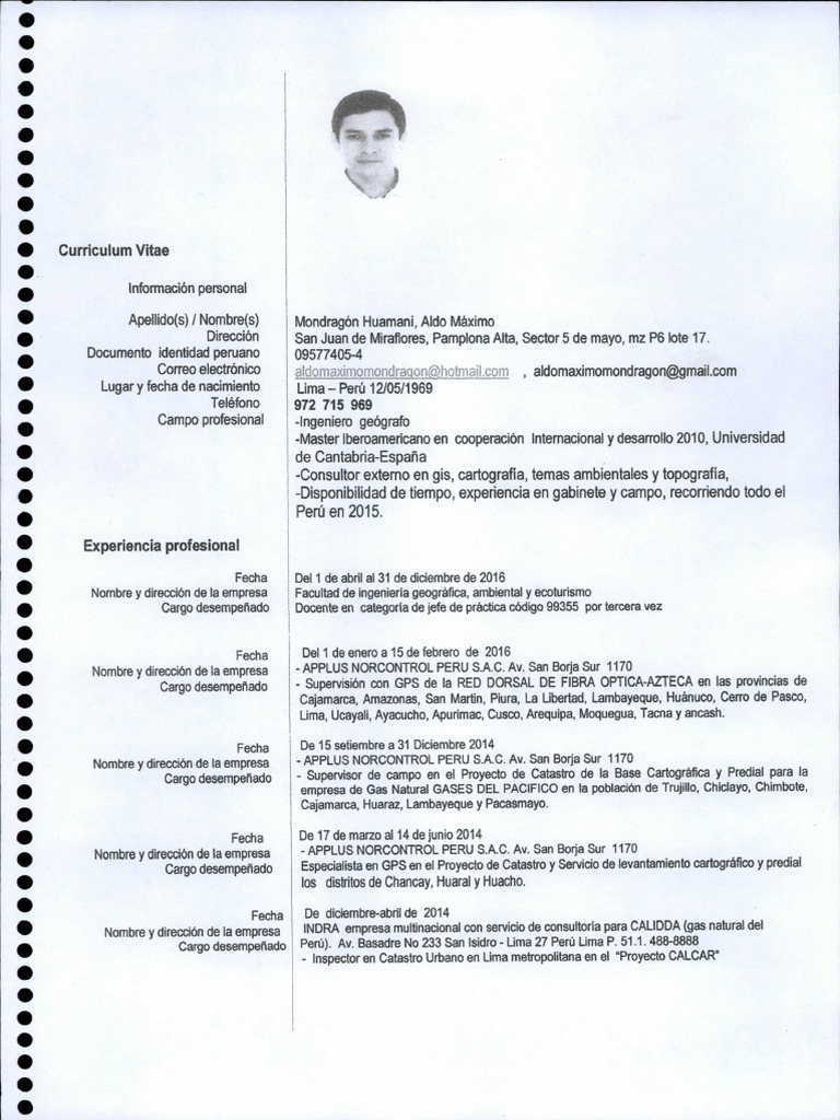 CV Mondragon Huamani Aldo Maximo | PDF
