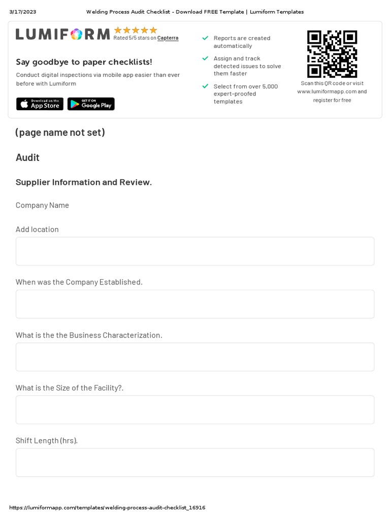An Audit of Welding Processes and Quality Systems at a Supplier ...
