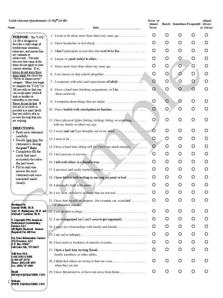 Yoq SR Omr Sample | PDF | Psychology | Psychological Concepts