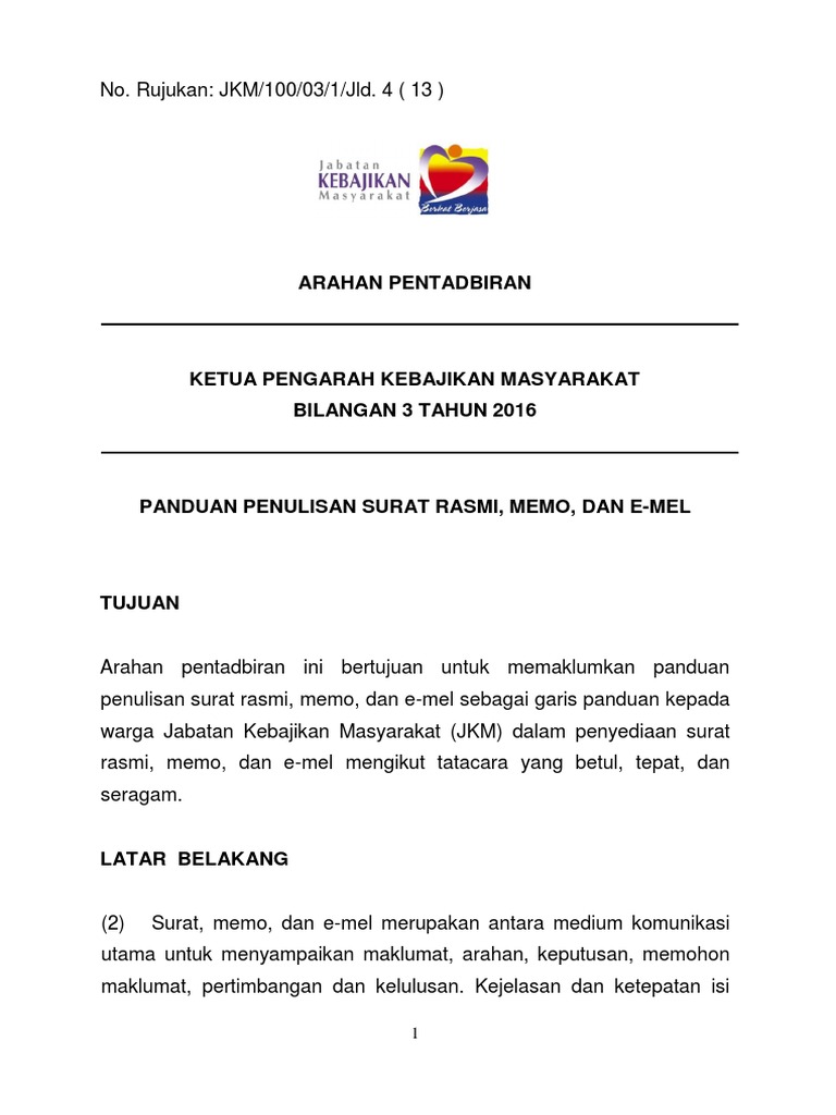 Arahan Pentadbiran Bil 3 Tahun 2016 | PDF