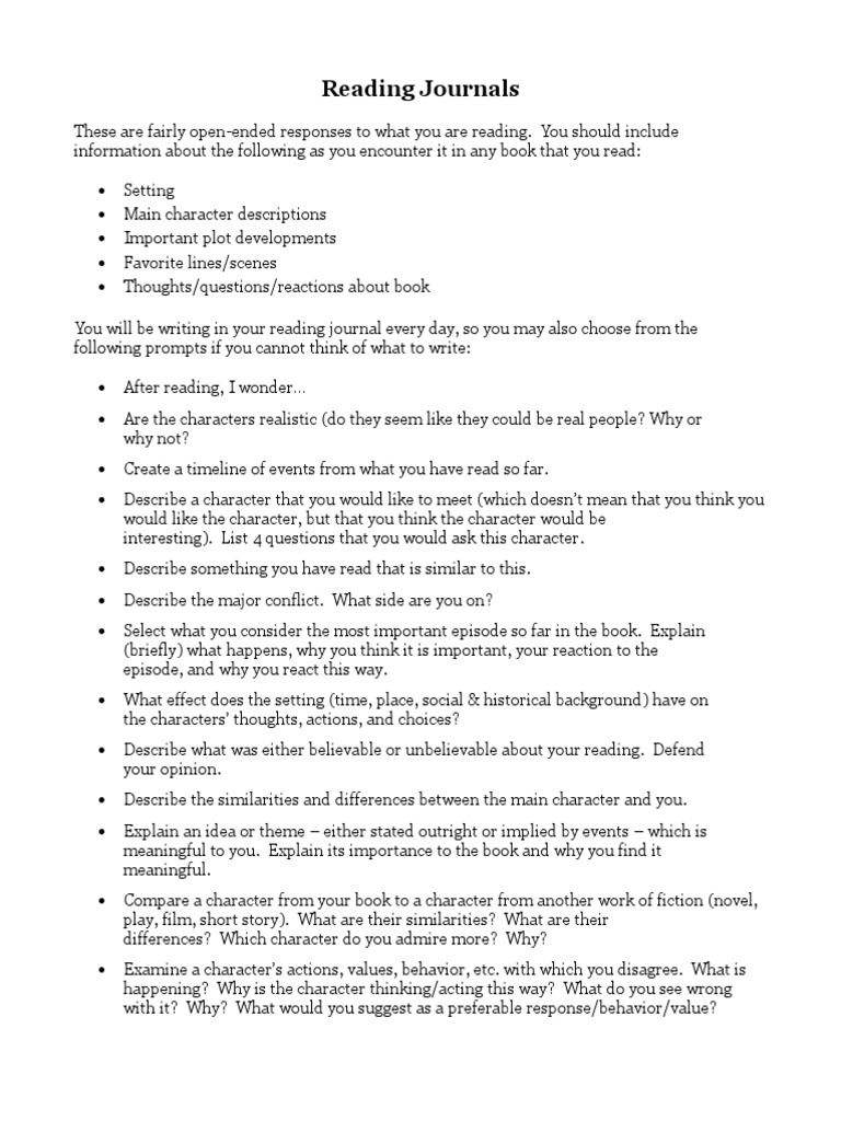 Reading Journals | PDF