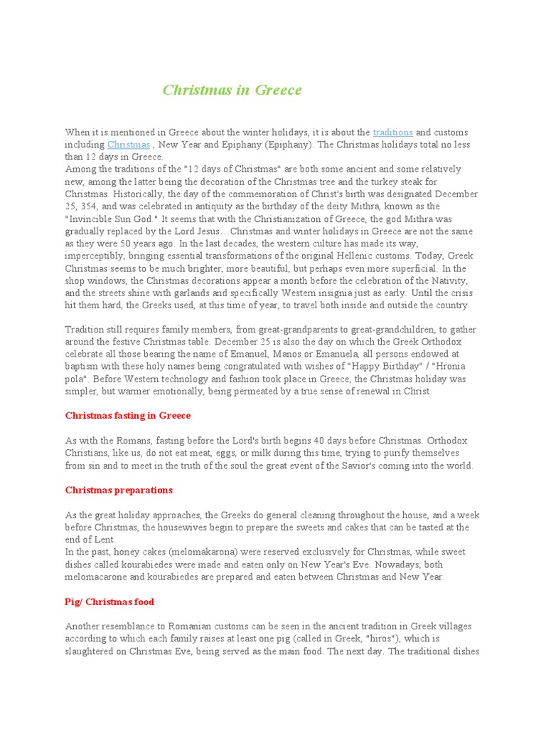 Christmas in Greece | PDF | Christmas | Pork