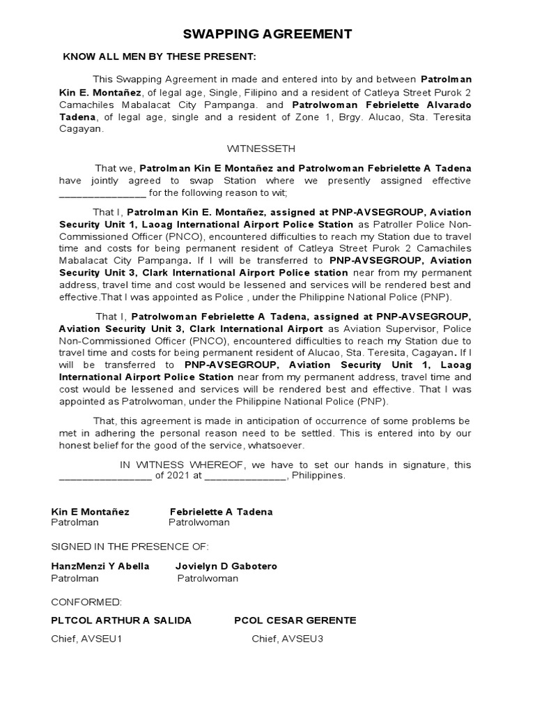 Swapping Form 102 | PDF | Military Personnel | Law Enforcement