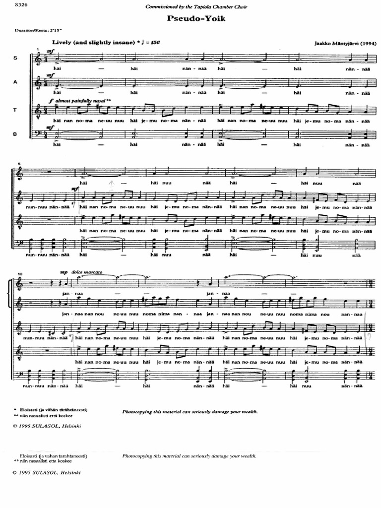 Pseudo - Yoik - SATB | PDF
