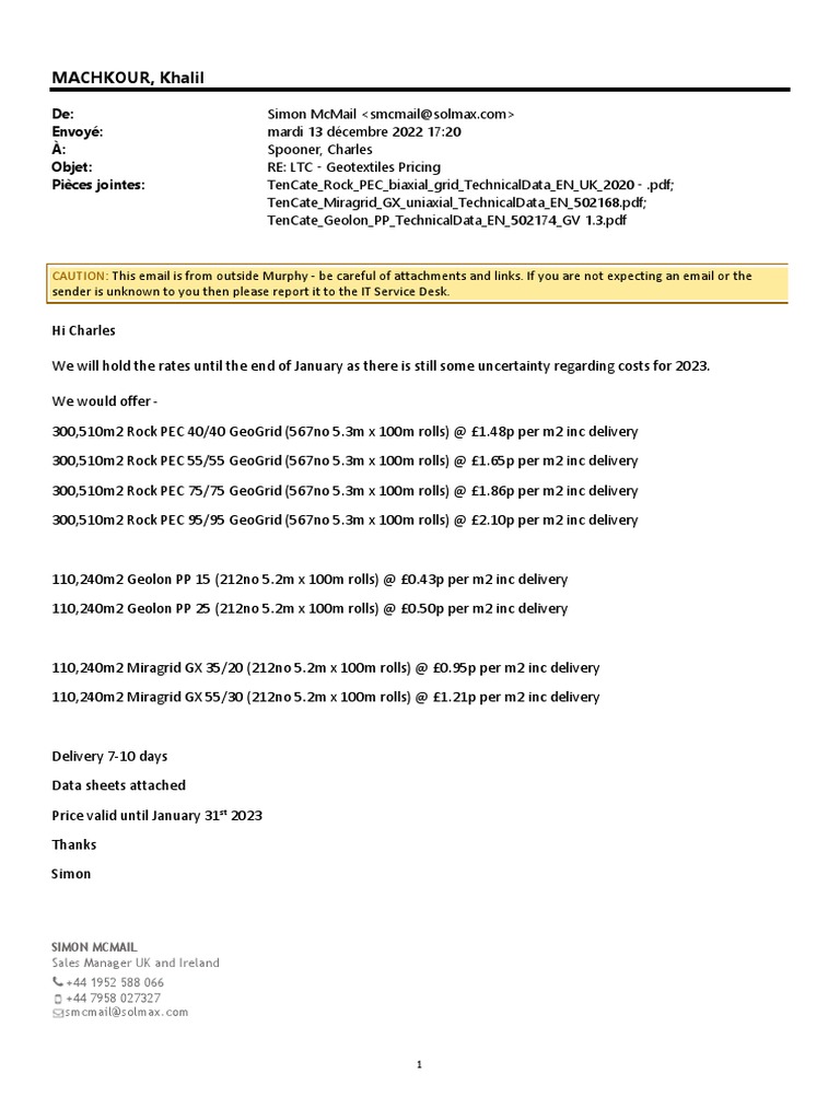 Geomembrane Rock PEC GEOLON | PDF | Fibers | Materials