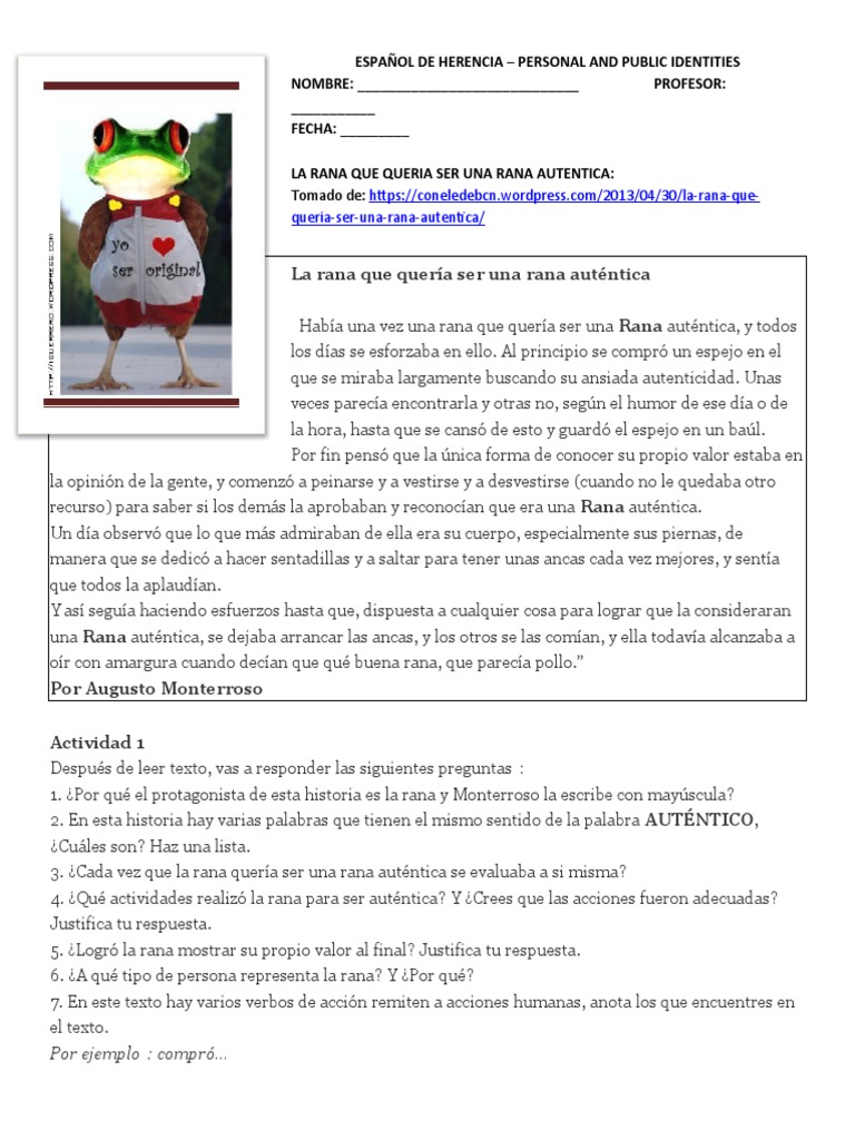 3 La Rana Que Quería Ser Una Rana Auténtica | PDF