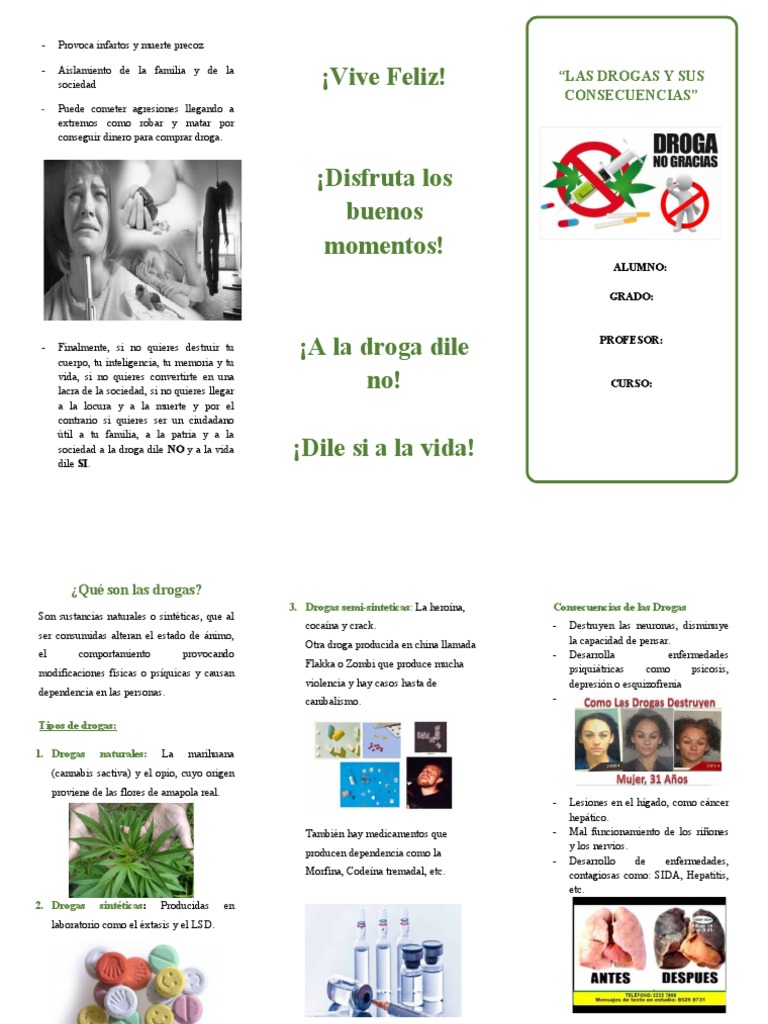 Triptico de Las Drogas | PDF | Drogas | Cannabis (Droga)