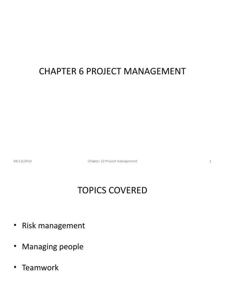 Chapter 6 Project Management | Download Free PDF | Risk | Project ...