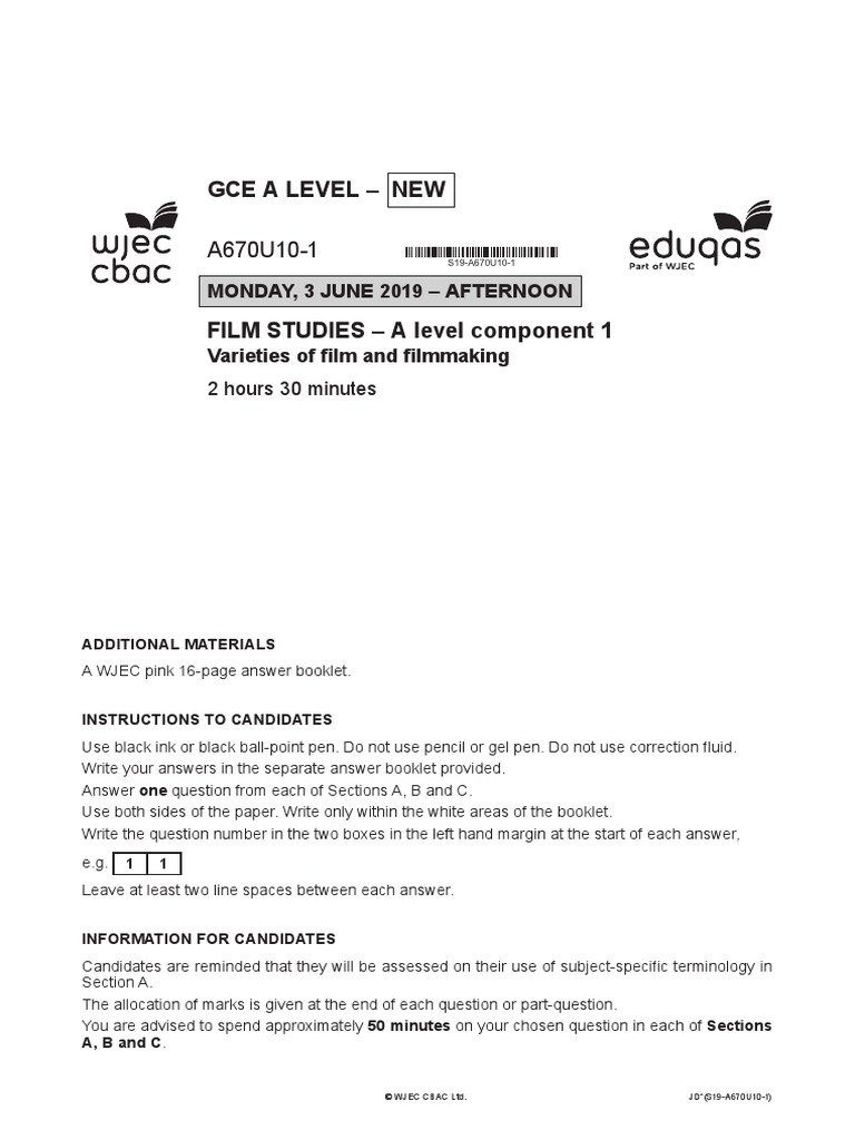 2019 A Level Component 1 (A670U10) PP | PDF