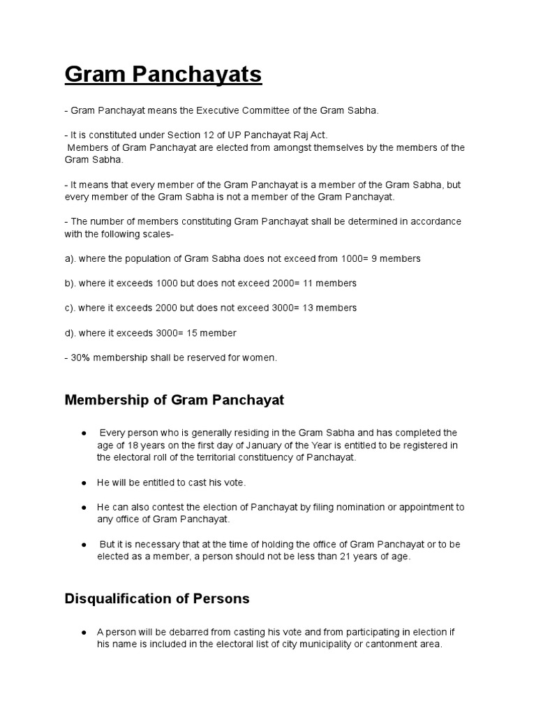 #20 Gram Panchayat | PDF | Social Institutions | Governance