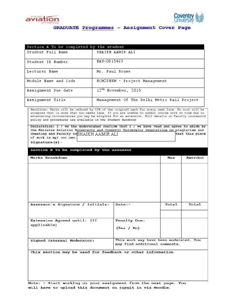 Delhi Metro Rail Project Management | PDF