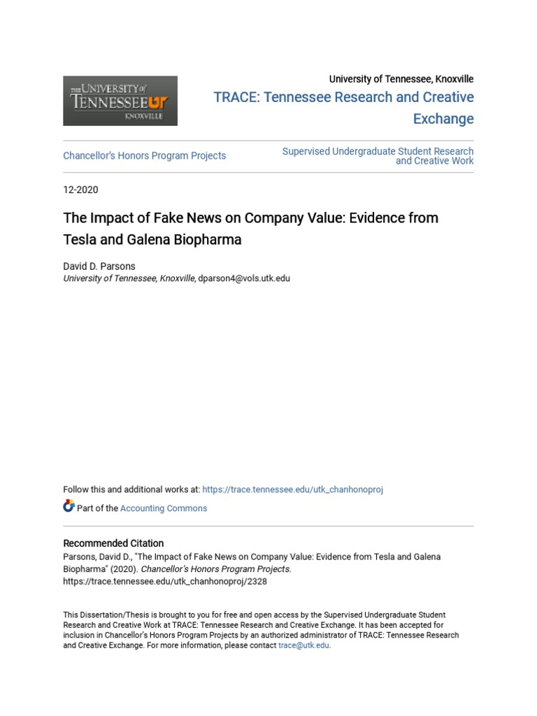 The Impact of Fake News On Company Value - Evidence From Tesla and ...